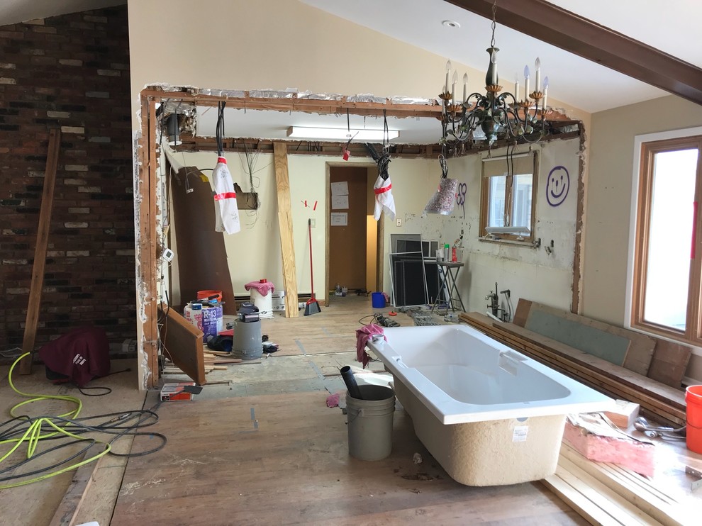 How to disguise a ceiling transition in the middle of kitchen?