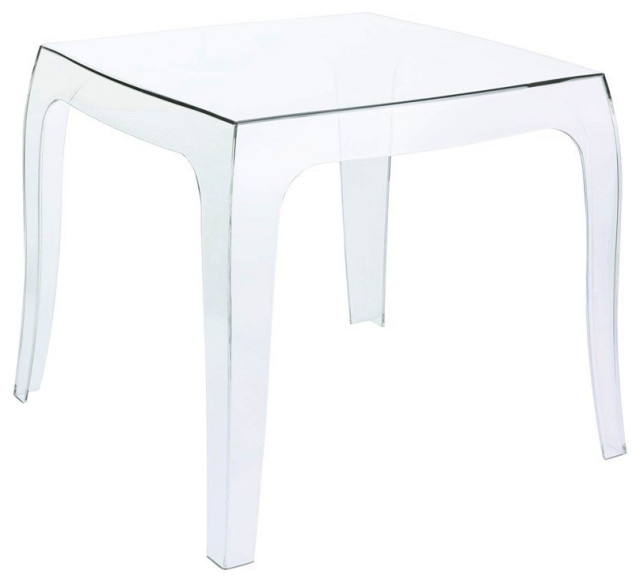 Pemberly Row Modern Polycarbonate Patio Side Table in Transparent Clear ...