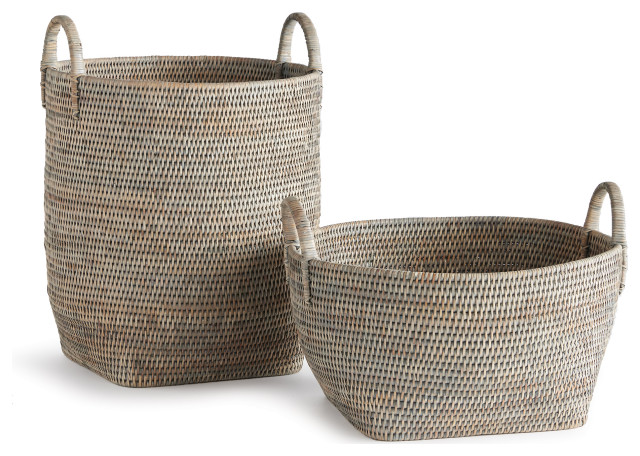 Burma Rattan Orchard Baskets, Set of 2 - Tropical - Baskets - by Napa ...