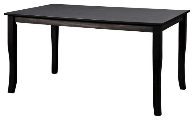 Wooden Dining Table with Chamfered Legs and Natural Grain Texture, Gray ...