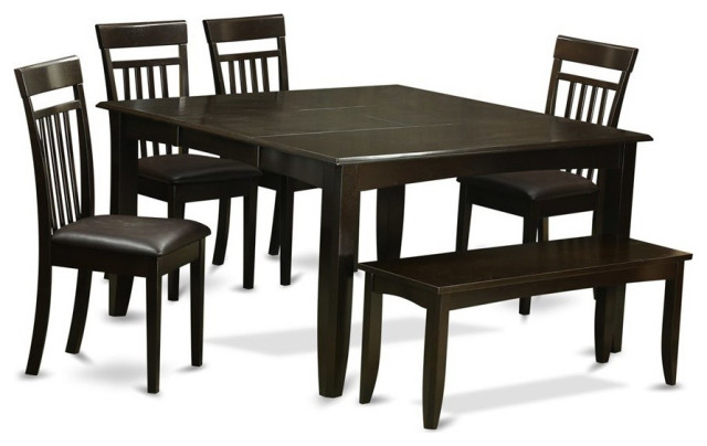6-Piece Dining Room Set, Dinette Table With Leaf and 4 Chairs Plus ...