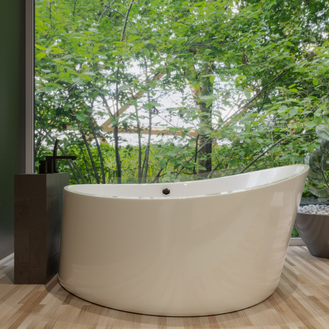 6 Foot Round Free Standing Acrylic Air Bubble Bathtub - Contemporary ...