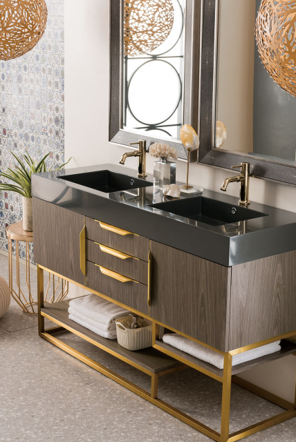 Columbia 59" Double Vanity, Ash Gray - Transitional - Bathroom Vanities ...