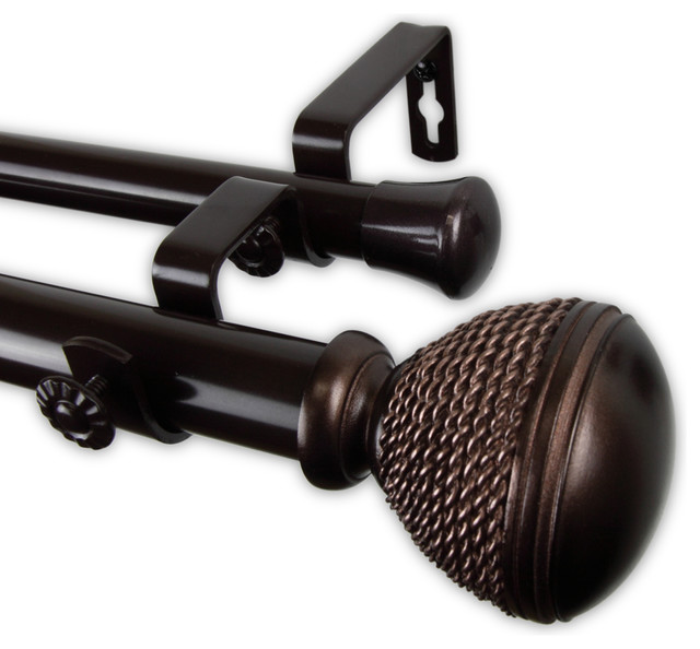 Woven 1" Double Curtain Rod, Black, 66"-120" - Traditional - Curtain ...