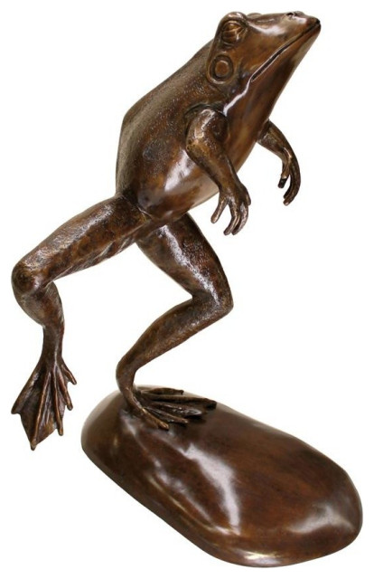 Giant Leaping Frog Bronze Statue - Contemporary - Garden Statues And ...
