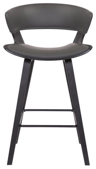 Jagger Modern 26 Wood and Faux Leather Counter Height Bar Stool, BLACK ...