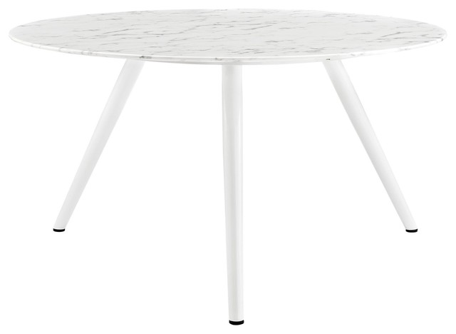 Modern Contemporary Urban Mid Century Kitchen Round Dining Table, White ...