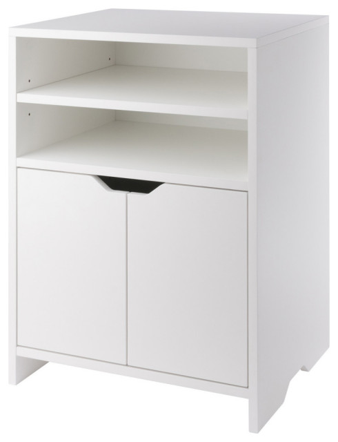 Nova Open Shelf Storage Cabinet, White - Transitional - Storage ...