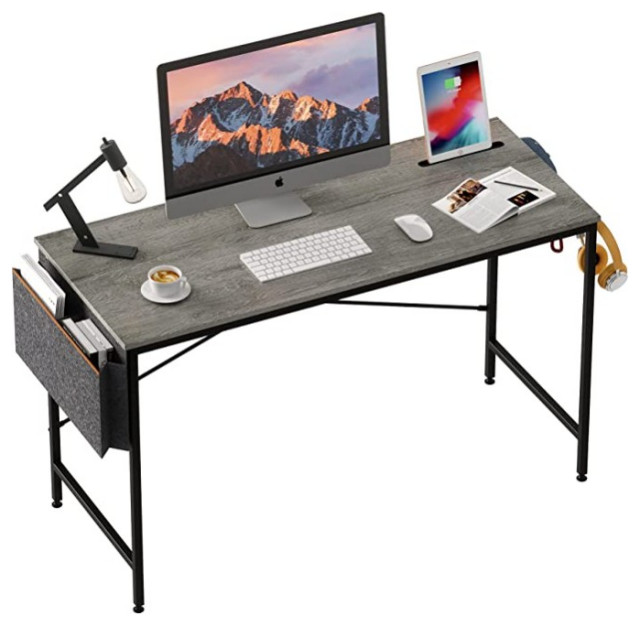 32" Modern Metro Gray and Black Computer Desk - Industrial - Desks And ...