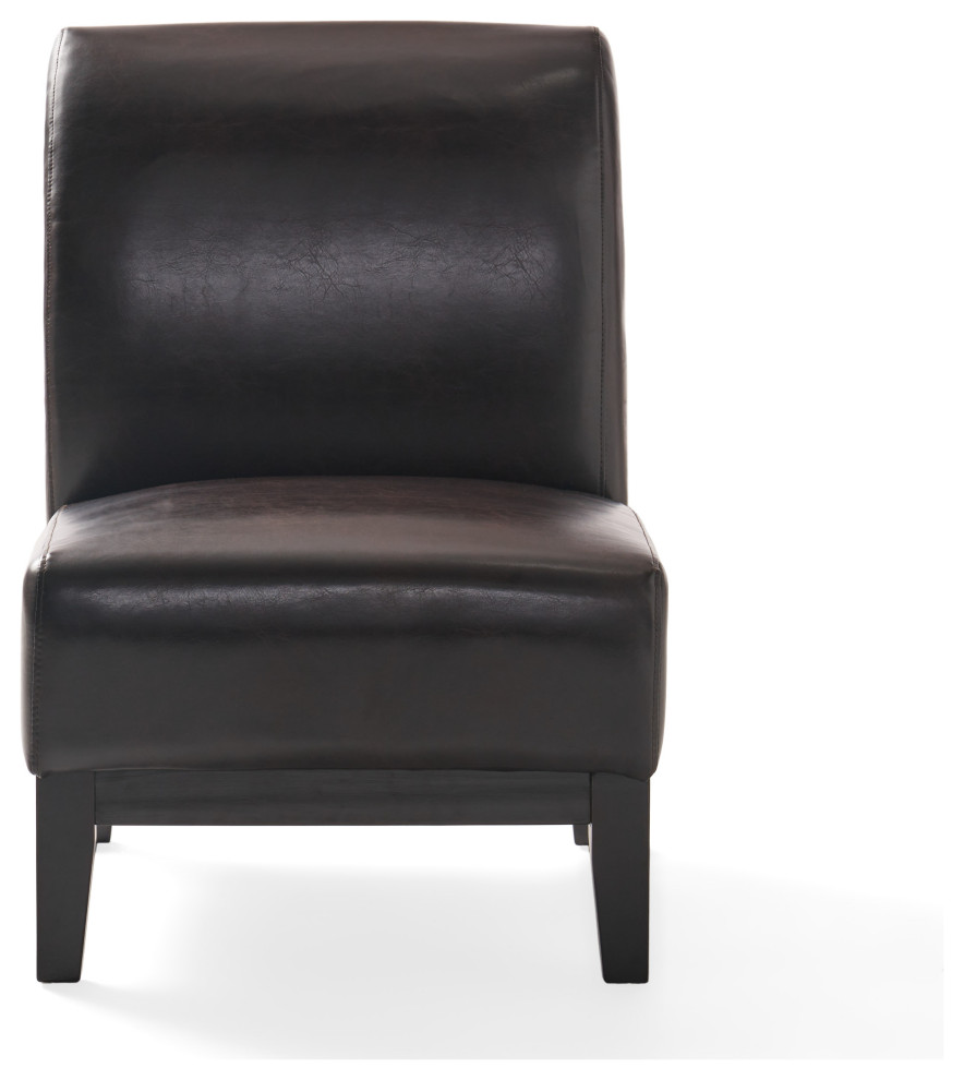GDF Studio Brakar Brown Leather Armless Chair - Transitional ...