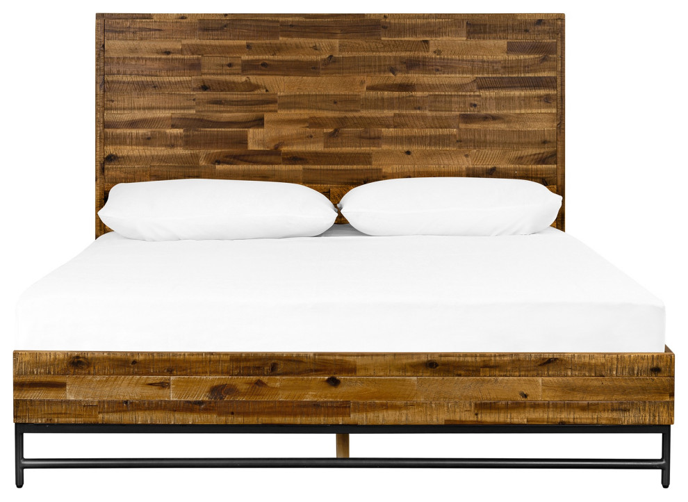 Cusco Rustic Acacia Platform Queen Bed - Industrial - Platform Beds ...