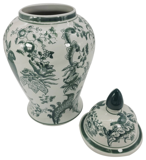 18" Jasper Chinoiserie Ceramic Jar - Asian - Decorative Jars And Urns ...