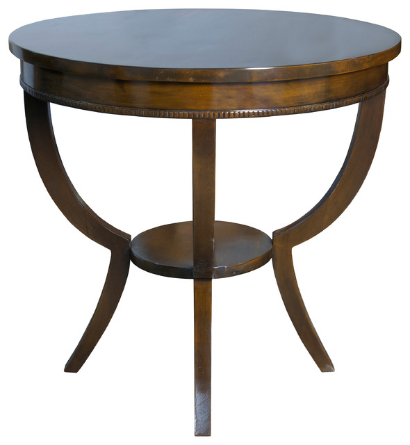 Scheffield Round End Table, Distressed Brown - Transitional - Side ...
