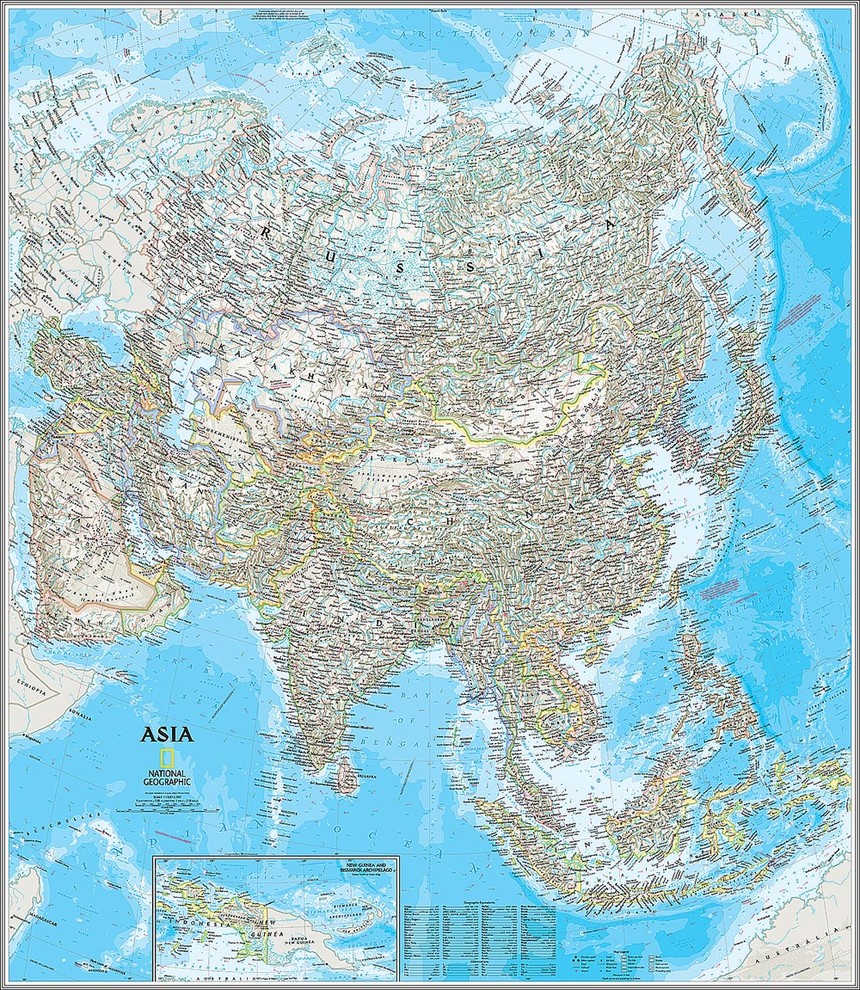 Classic Asia Map Wall Mural, Self-Adhesive Wallpaper - Contemporary ...