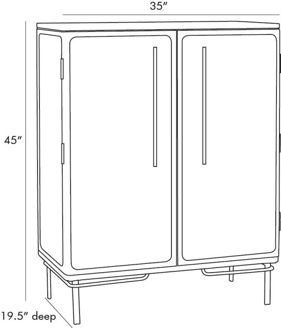Edison Cabinet, Antique Brass, Oak, Vellum, Stainless Steel, 45"H (4811 ...