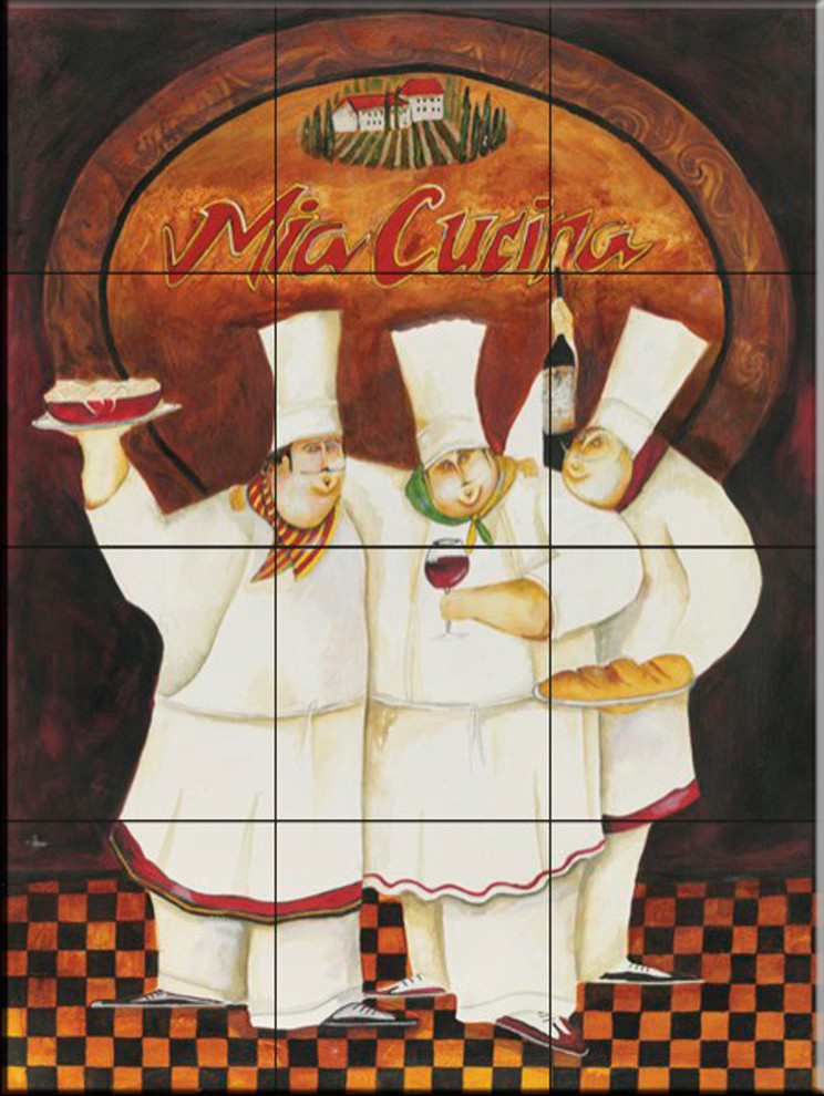 Tile Mural, Tuscan Chefs I by Jennifer Garant, 12.75" x 17" (12 Tiles ...