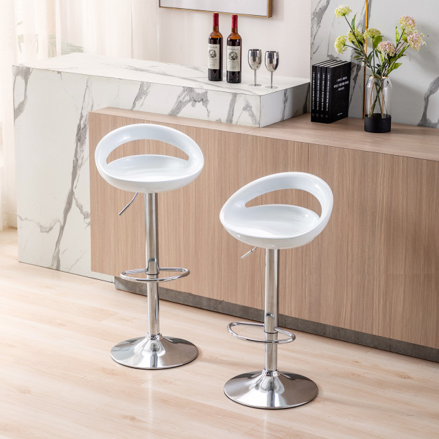 Set of 2 Glossy Low-Back Swivel ABS Bar Stools - Contemporary - Bar ...