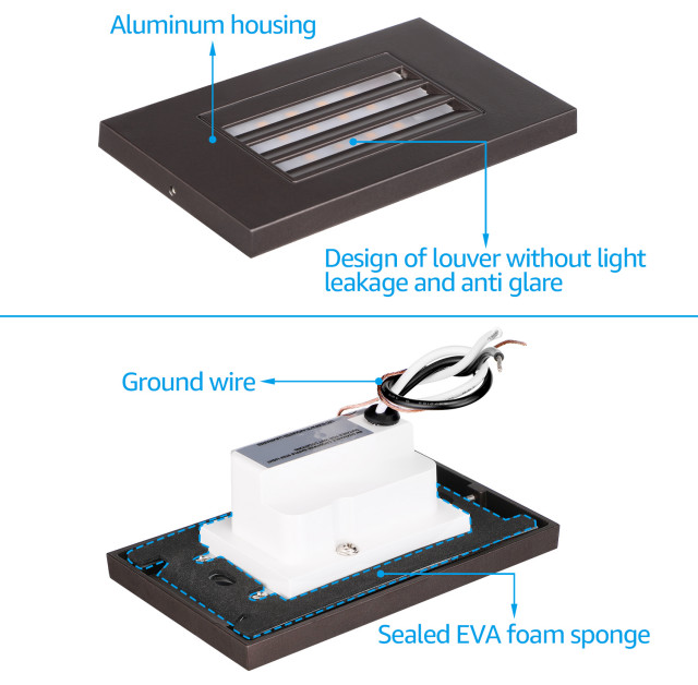 3 Pack LED Step Lights, Dimmable, Indoor Outdoor Stair Light, Warm ...