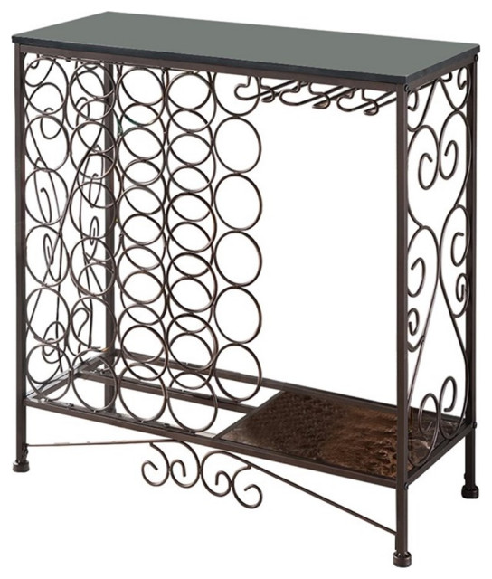 IN Room Furniture Designs Metal and Marble Console Curio Wine Rack in ...