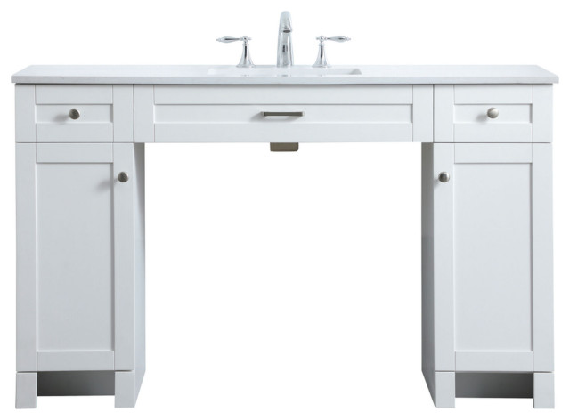 54" ADA Compliant Bathroom Vanity, White - Transitional - Bathroom ...