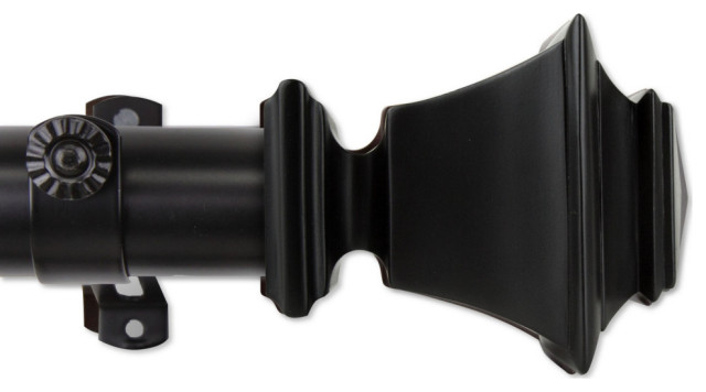 Norma Curtain Rod 1.5" 165", 215" Long, Black - Traditional - Curtain ...