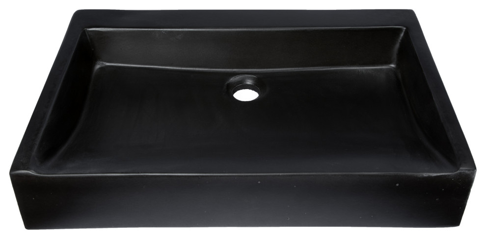 Eden Bath EB_N006CB Rectangular Sloped Concrete Vessel Sink - Charcoal ...