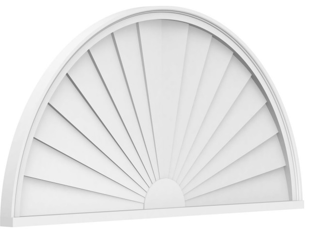 Half Round Sunburst Architectural Grade PVC Pediment, 48"W x 24"H x 2"P ...