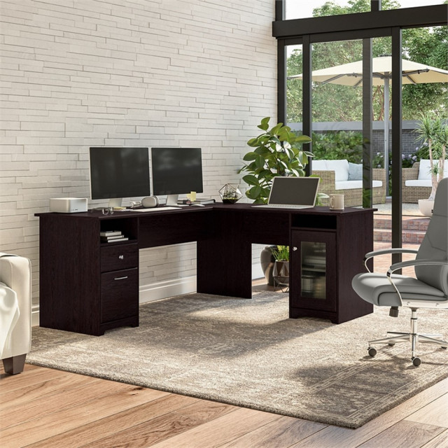 Bush Cabot Engineered Wood Computer Desk with Storage in Espresso ...