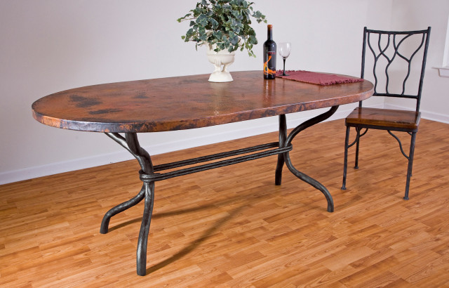 Woodland Dining Table With 42"x72" Rectangle Copper Top - Rustic ...