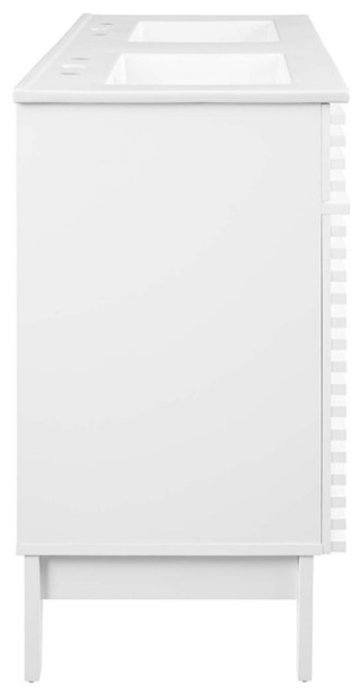 Modway Render 48" MDF Wood Double Sink Bathroom Vanity in White ...