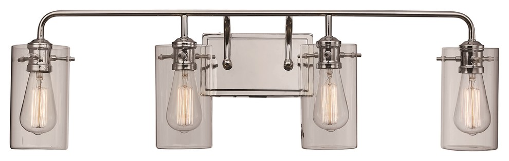 4 Light Vanity Bar in Polished Chrome with Clear Glass - Industrial ...