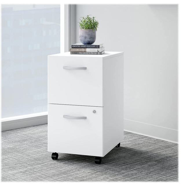 White Mobile 2-Drawer Vertical Filing Cabinet with Locks and Pull ...