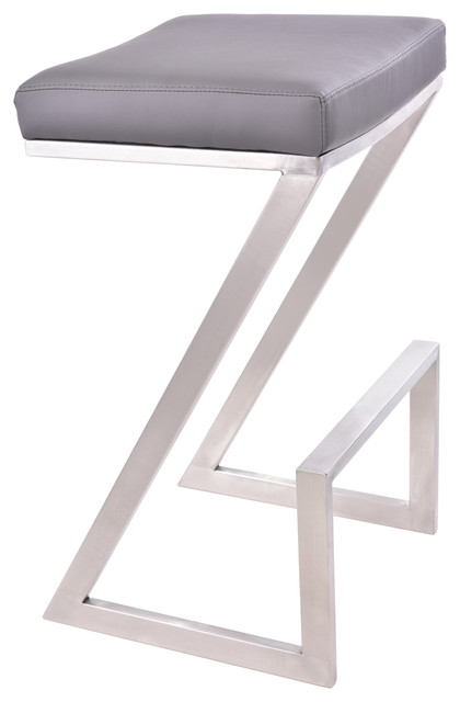 Atlantis Backless Stool, Gray PU - Contemporary - Bar Stools And ...