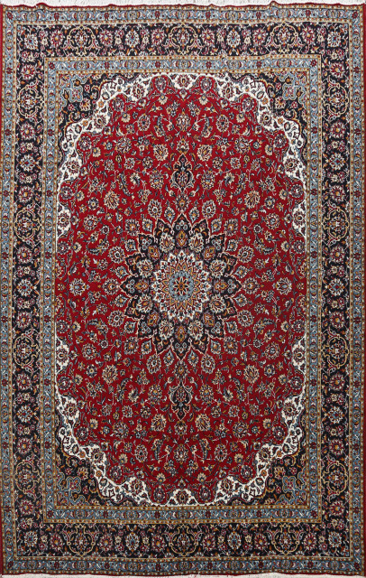 Red Floral Traditional Oriental Living Room Area Rug 10x13, 12'10" x 9 ...