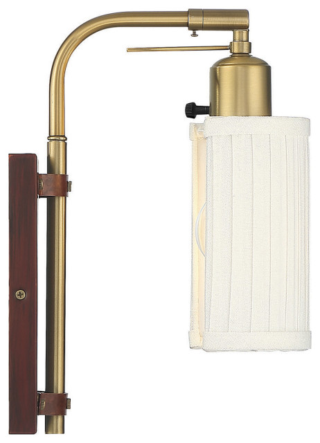 1-Light Adjustable Wall Sconce, Redwood With Natural Brass ...
