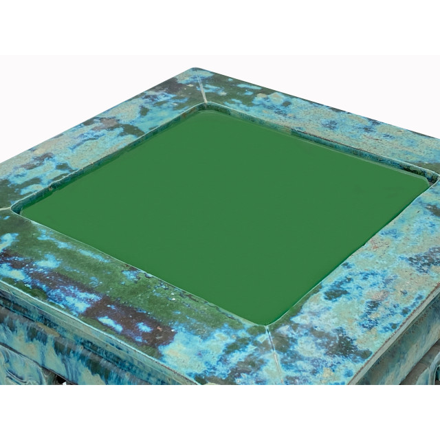 Vintage Chinese Turquoise Green Ru Yi Clay Large Square Garden Table ...