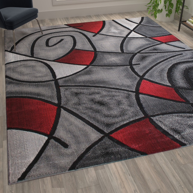Angie Collection Rectangle 8' x 10' Abstract Area Rug - Contemporary ...