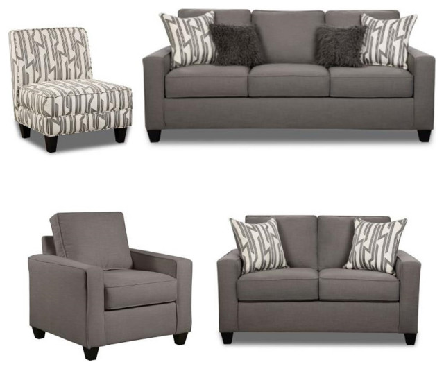 Home Square 4-Piece Set with Sofa Accent Chair Loveseat and Chair ...