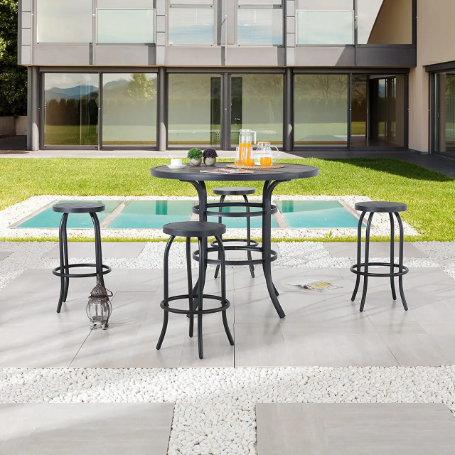 2 Pack Outdoor Bar Stool, Backless Design With Round Seat & Ring ...