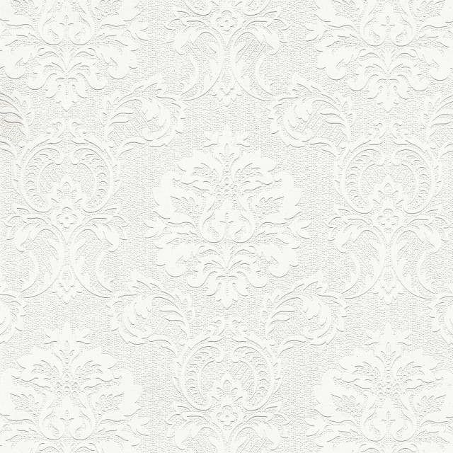 Plouf White Damask Paintable Wallpaper, Swatch - Traditional ...