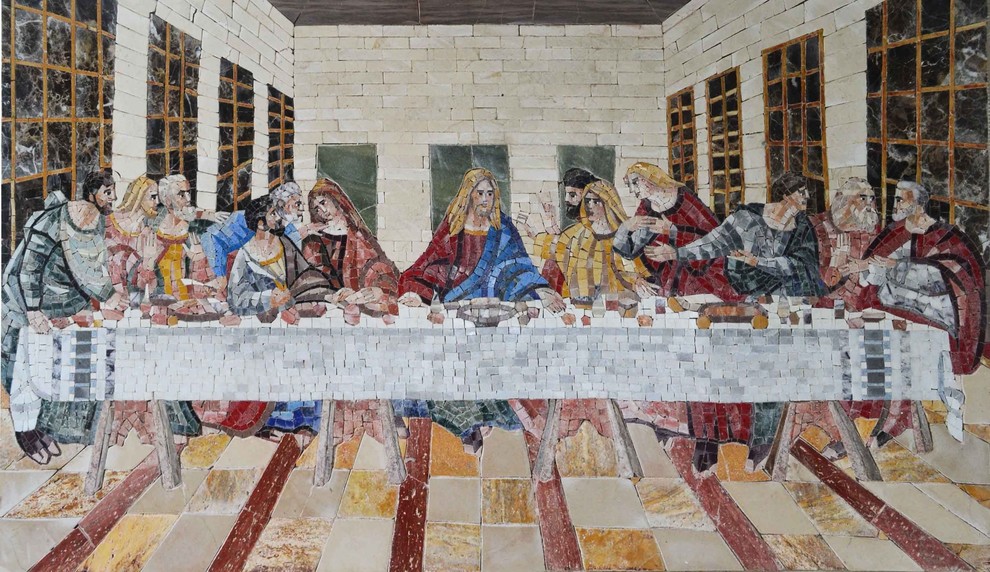 Religious Mosaics, The Last Supper Reproduction, 24" x 55 ...
