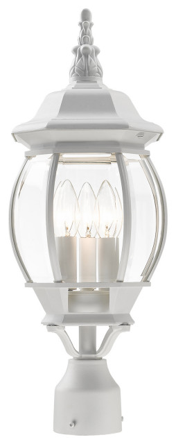 Textured White Traditional, Colonial, Outdoor Post Top Lantern ...