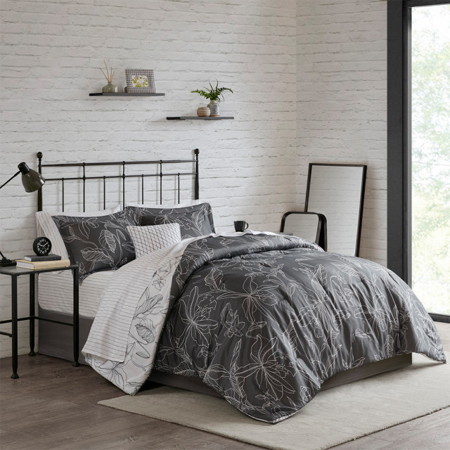 Madison Park Essentials Lilia 9 Piece Reversible Comforter Set with Bed ...