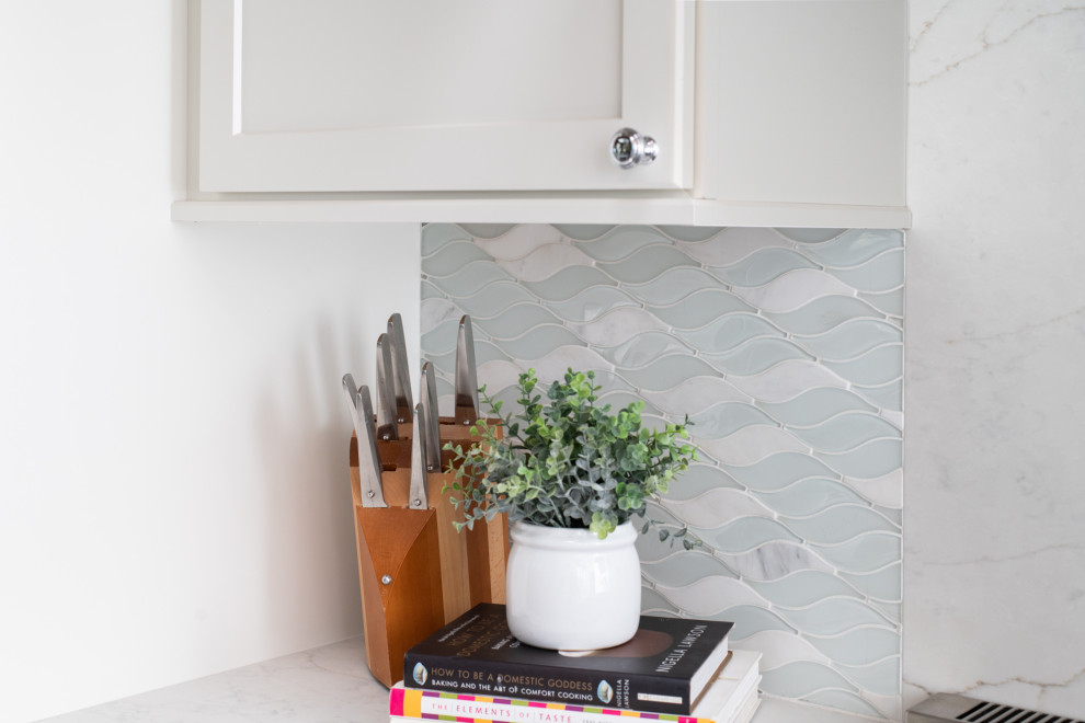 Elysium Stone and Glass Kitchen Backsplash with Wave Design in Remodel ...