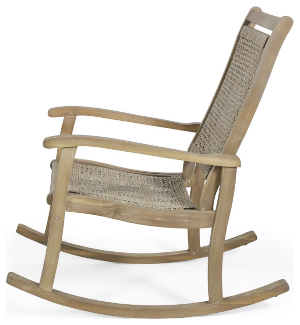 Lucas Outdoor Rustic Wicker Rocking Chairs, Set of 2 - Tropical ...