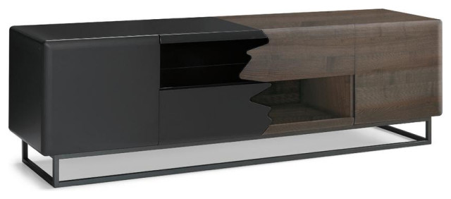 Kali TV Stand Walnut Anthracite - Industrial - Entertainment Centers ...