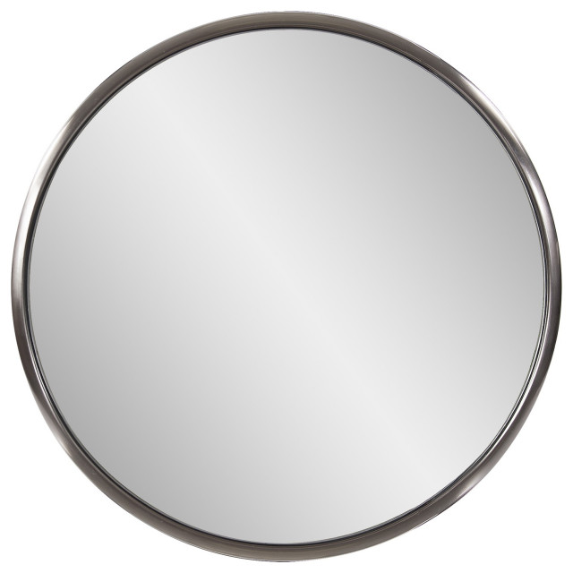 20' Brushed Titanium Round Wall Mirror - Transitional - Bathroom ...