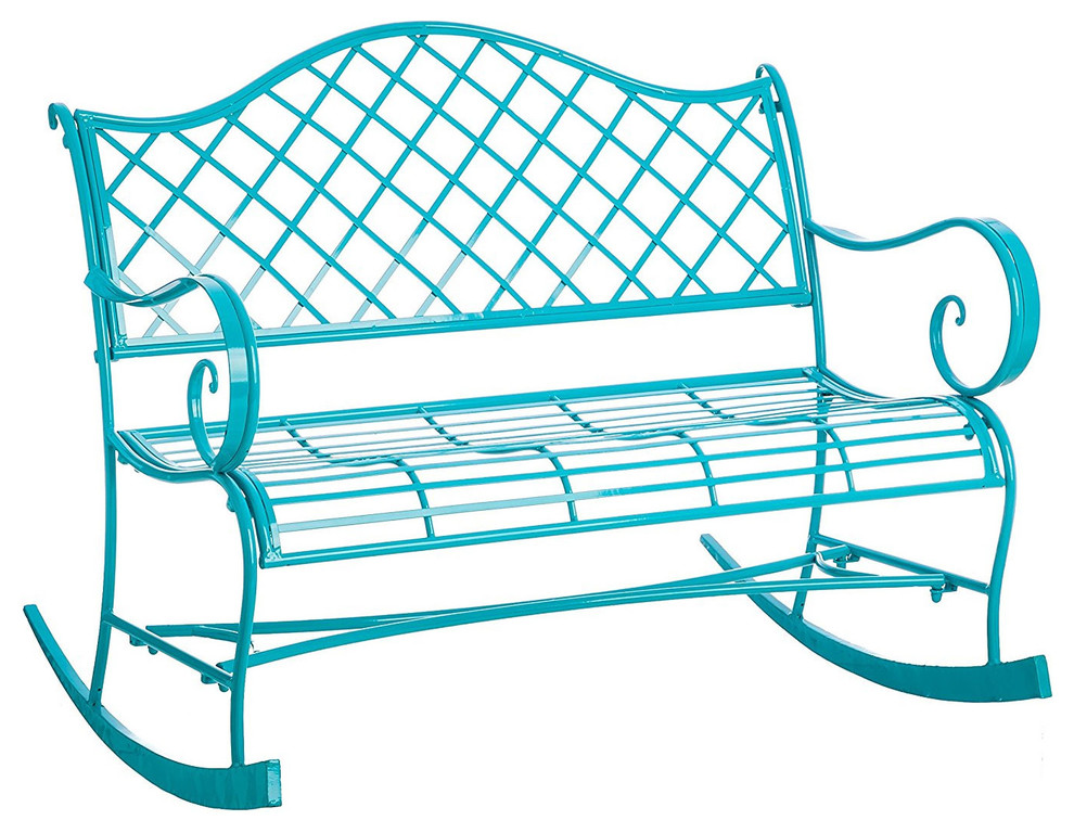 Turquoise Indoor/Outdoor Rocker Bench, Powder Coated Metal ...