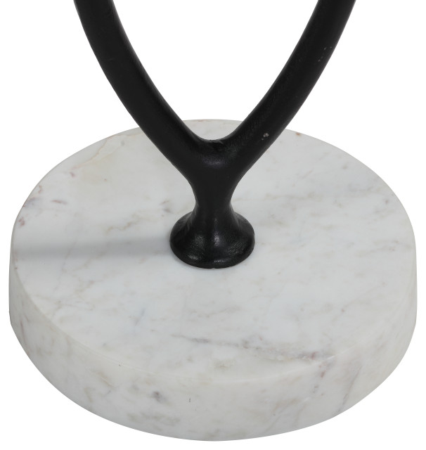 Bare Decor Aztec Table, Black Metal With White Marble Stone Base ...