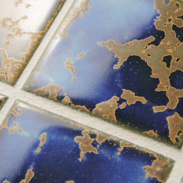 Channel Square Azure Mosaic Floor and Wall Tile, Sample - Contemporary ...